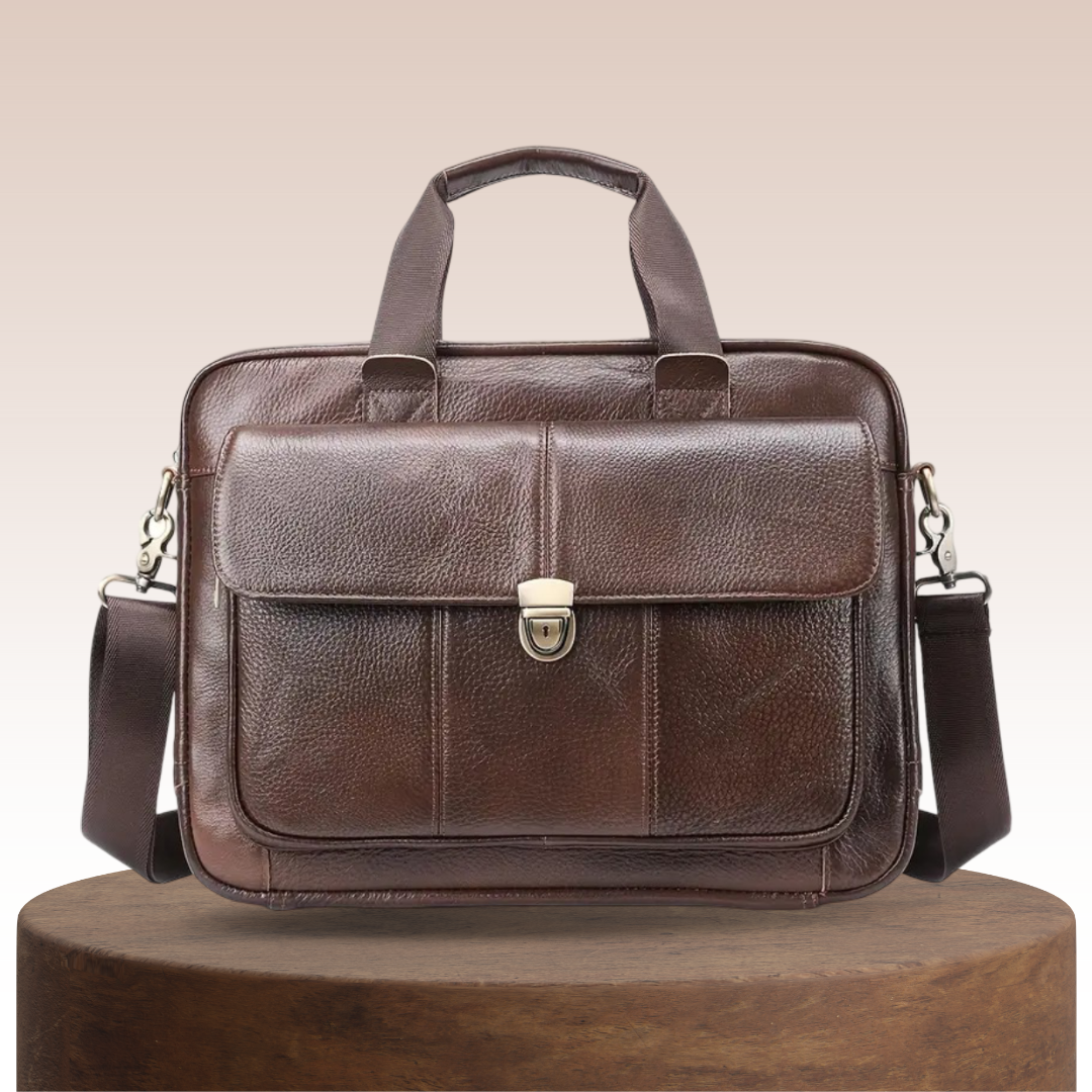 Wyatt | Heritage Leather Briefcase with Secure Lock Flap – Lucas & Grace